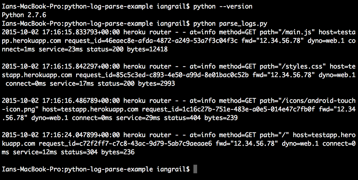 Simple Log File Processing In Python